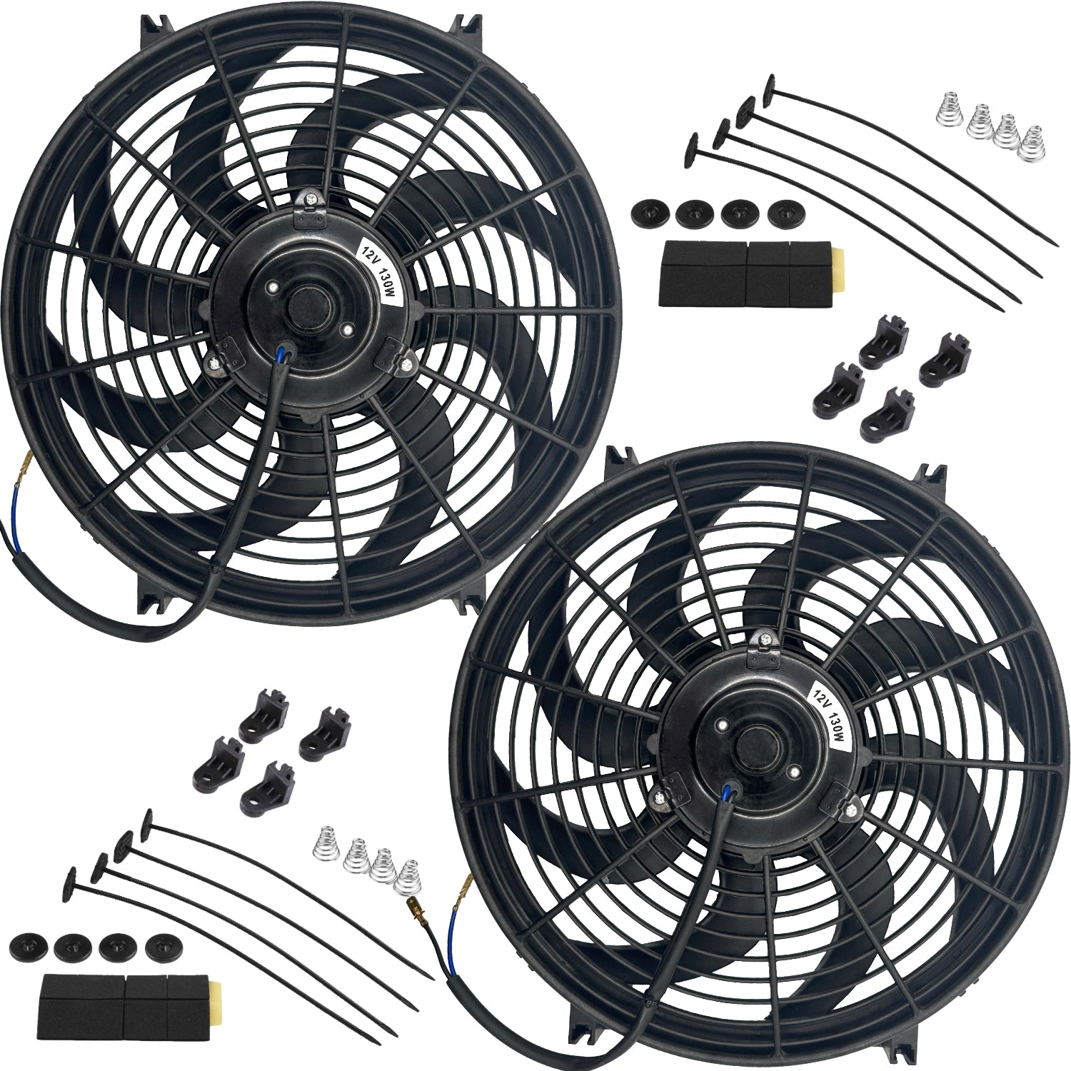 Dual 14-15 Inch 130 Watt Motor Reversible Engine Radiator Electric Fan ...