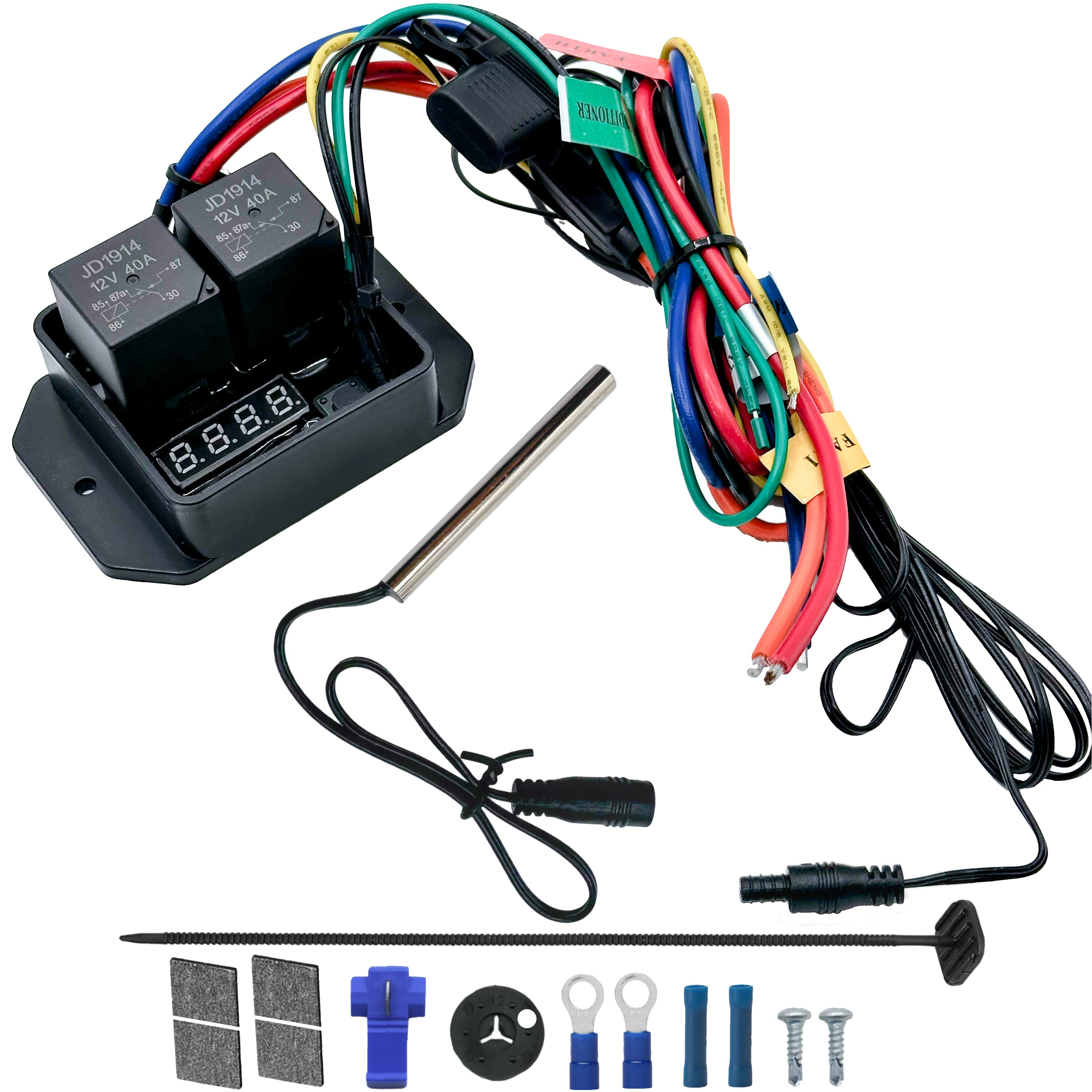 Digital Adjustable Dual Fan Controller Temp Switch Relay Wire Harness ...