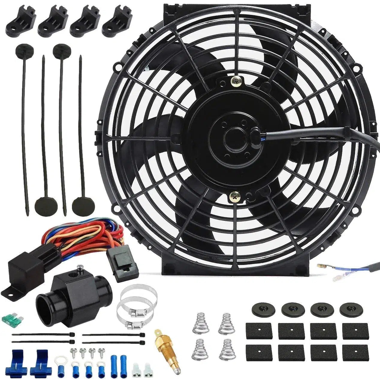 10-11 Inch 130w Electric Fan Radiator In-Hose Adapter Grounding Switch ...