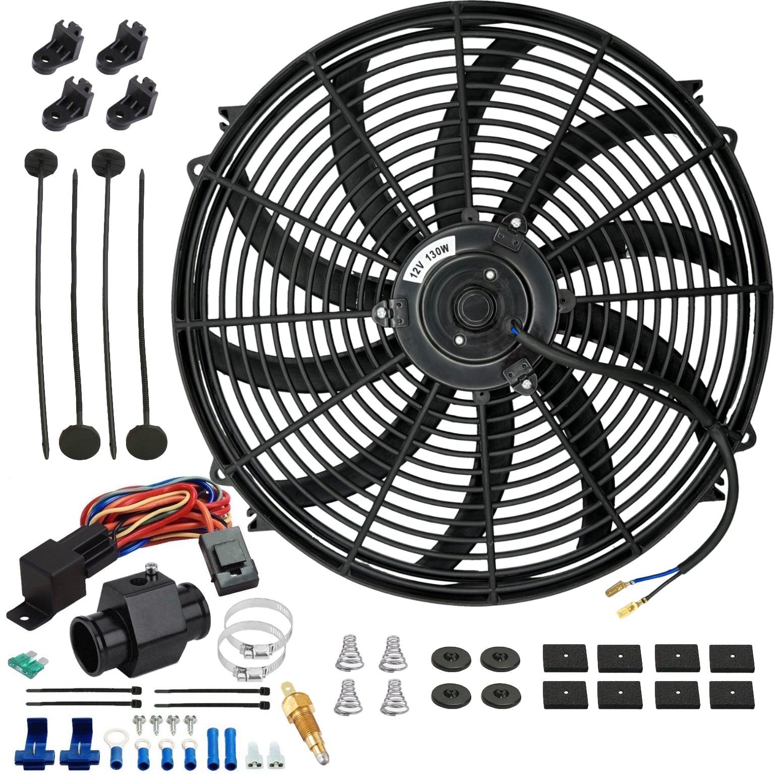16-17 Inch 130w Electric Fans Radiator Hose Grounding Temperature Swit ...