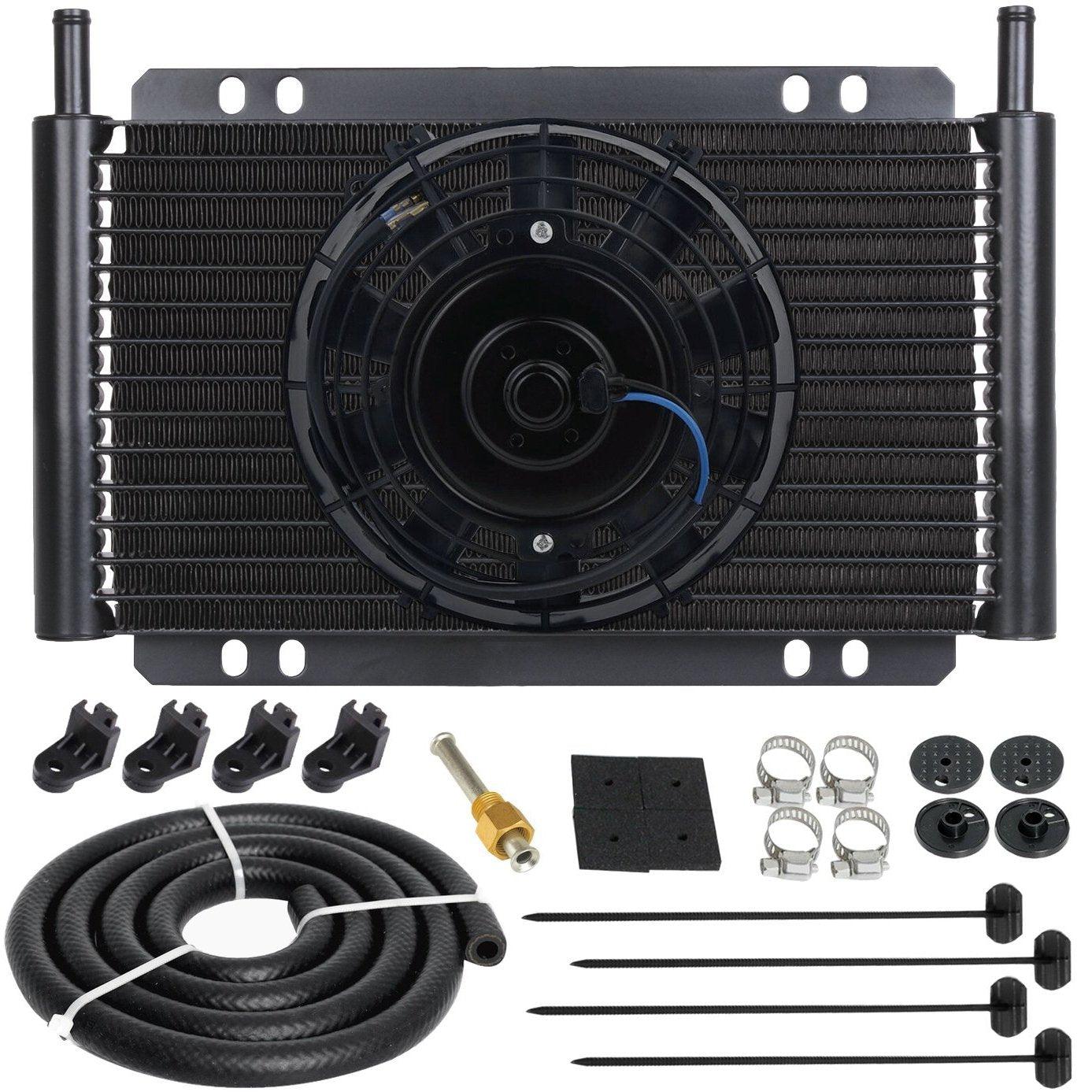 17 Row 6AN 3/8 Aluminum Engine Transmission Oil Cooler Electric Fan Ki ...