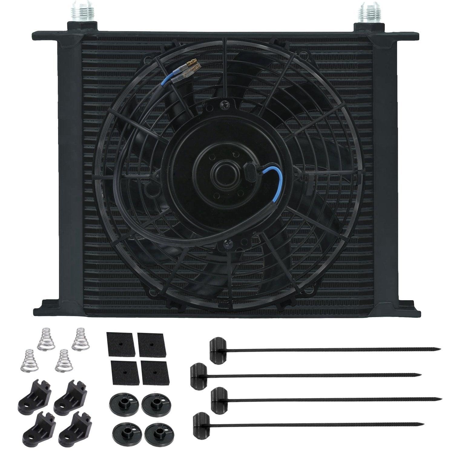 34 Row Heavy Duty 6AN-10AN Engine Transmission Cooler Electric Fan Kit ...